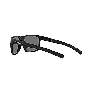 Native Eyewear Wells Polarized Rectangular Sunglasses, Matte Black Crystal/Gray, 58 mm