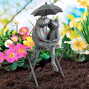 Pure Garden Frog Couple Lawn and Garden Décor, Bronze