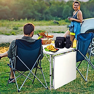 Queekay 6ft Folding Camping Table, Portable Aluminum Folding Table Lightweight Tri Fold Outdoor Table with 3 Adjustable Heights Legs for Picnic, Party, Beach, BBQ, 71 x 24 Inch (1)