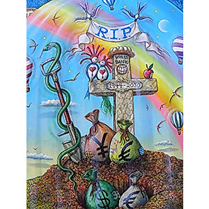 Joseph KALIHER (Texas 1970) Surreal OLD ECONOMY SOUVENIR OIL on CANVAS cm 50x50