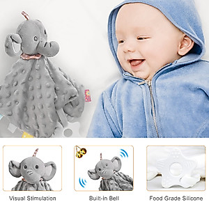 iAOVUEBY Baby Shower Gifts, Baby Boy Gifts, Christmas Baby Gift Set for Newborn Essentials Baby Blanket Elephant Lovey Wooden Rattle, Infant Bibs Socks & Greeting Card, Gender Reveal Gift Basket