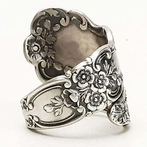 925 Sterling Silver Oxidized Spoon Ring Adjustable Ring Jewelry Gifts for Women