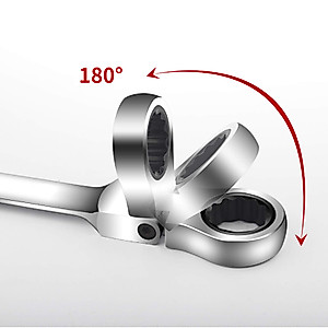 10mm Flex-Head Ratchet Wrench, Metric Ratcheting Wrench Spanner with 5° Movement and 72 Teeth for Projects with Tight Space