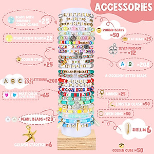 Petoss 10800pcs Clay Beads for Bracelets Making Kit,48 Colors Polymer Clay Beads Kit for Jewelry Making for Girls,6mm Heishi Beads with 416 Letters Beads 120 Smiley Beads with Gift Pack