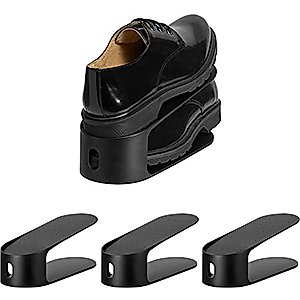 carrotez Shoe Slots Organizer 3 Pack - [Litem] Space Saving Shoe Organizer Rack for Closet - Easy Shoe Stacker, 9.84'' x 3.89'' x 4.26'' (Black, 3 Pack)