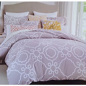 Max Studio Gray and White Queen Duvet Cover Set