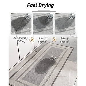 PADOOR Kitchen-Rugs Washable, Rubber Backing Non-Slip Kitchen Mat,Absorbent Kitchen Floor Mats in Front of Sink, Kitchen Mats for Floor Grey 17"x32"