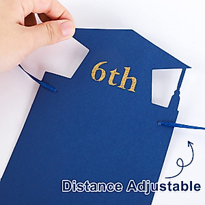 Whaline 2Pcs Graduation Photo Banner, Congrats Grad Banner, No DIY Require Hanging Bunting, Kindergarten to 12th Grade Picture Garland, Black Gold Glitter Banner for Grad Party Decor, 5 x 7 inch