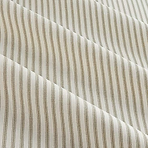 Vertical Ticking Stripe Cotton Duck Ivory/Tan, Fabric by the Yard
