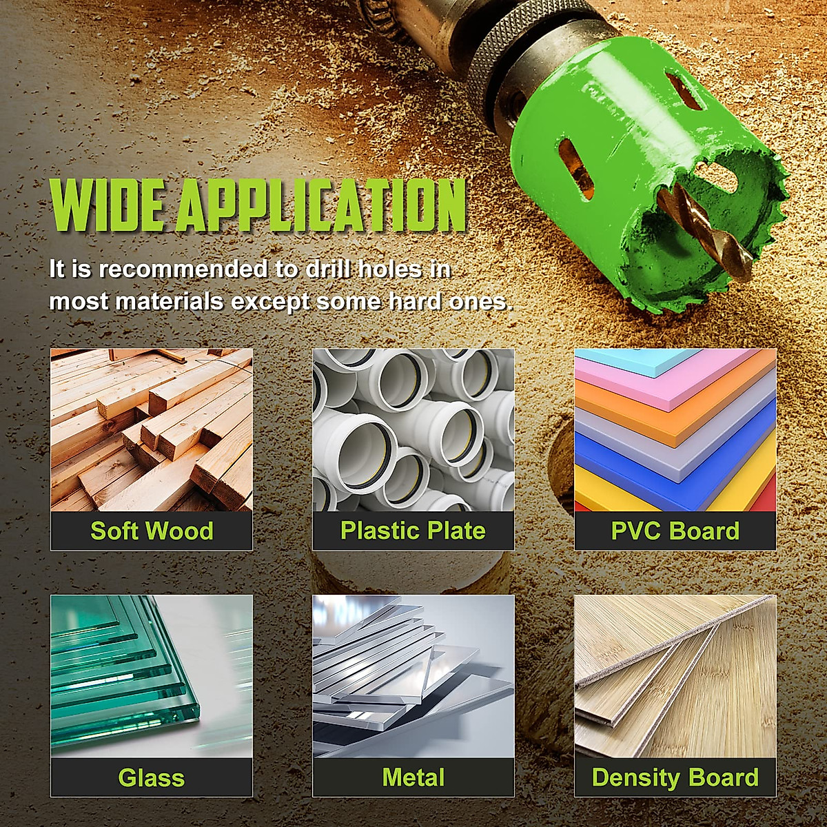 Yougfin Hole Saw Kit, 18 Pcs Bi-Metal Hole Saws Heavy Duty Hole Cutter with Carrying Case, Ideal for Metal, Cornhole Boards, Wood, Plastic, Drywall