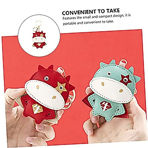 Cabilock 3 pcs Key Chain Animal Keychains Backpack Keychains Keychain for Kids New Year Party Bag Filler Goodbye Keychain Year of ox Keychain Key Decor Calf Key Pendant PU Keychain Alloy