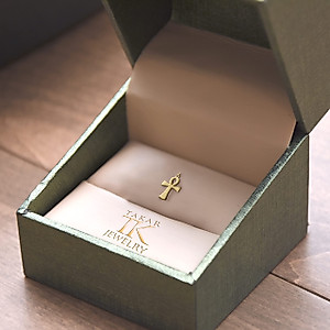 Takar Solid 10k Ankh Gold Cross Pendant for Men and Women (SM/LG) - Egyptian Jesus Gold Cross Charms - Key of Life Ankh Crosses- Egyptian Jewelry Gifts for Women