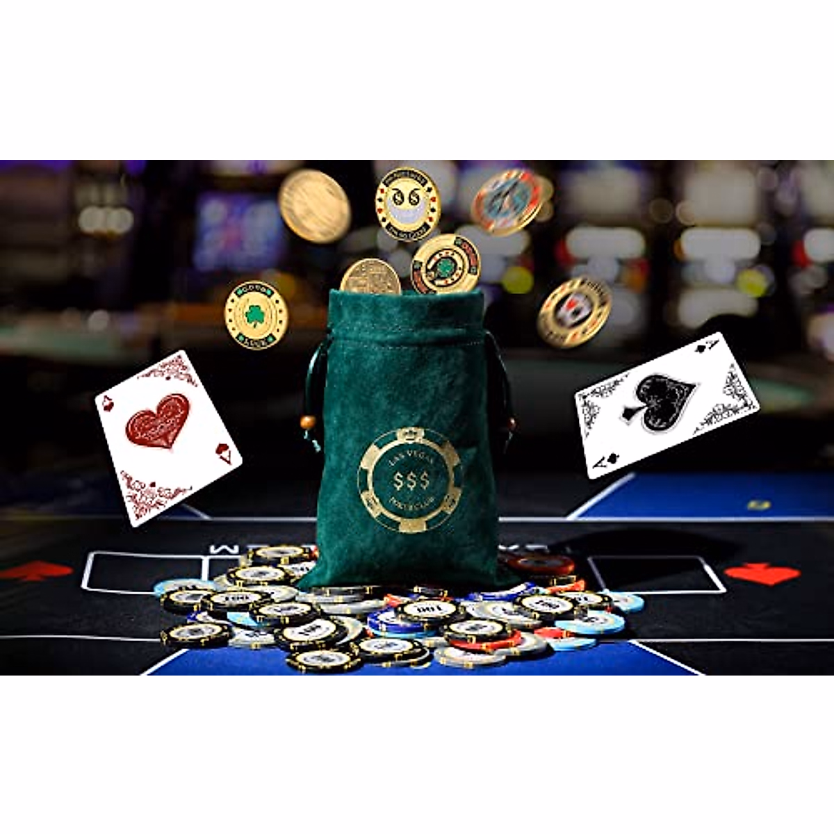 Poker Guard, Weights for Poker, Poker Gifts for Men, Poker Card Protector, Poker Accessories, Poker Chips with Plastic Case (Lucky Horseshoe)