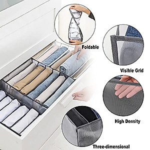 LANSKYWARE 3 PCs Drawer Organizers for Clothing,Clothes Drawer Mesh Separation Box,Wardrobe Folding Clothes Organizer Drawer Organizers,Storage Clothes Compartment Organizer for Pants Jeans T Shirt
