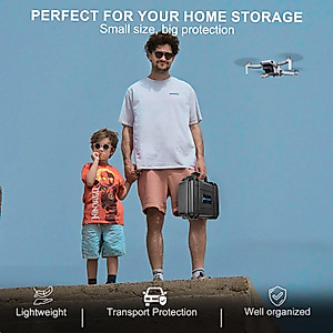 Lekufee Portable Travel Waterproof Hard Case Compatible with DJI Mini 2 SE/DJI Mini 2 Drone/DJI Mini 4K and DJI Mavic Mini 2 Drone Accessories(CASE ONLY)