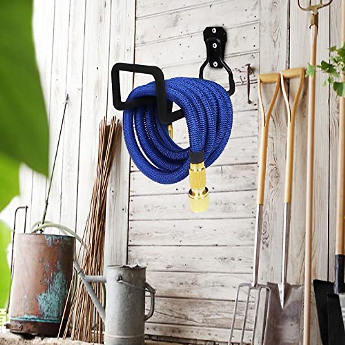 Luoximo Garden Water Hose Holder - Heavy Duty Hose Hanger Wall Mounted for Outside, Sturdy Hose Holder Freestanding Metal Hose Hook with Installation Guide(100ft)