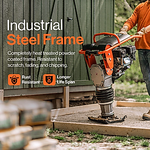 SuperHandy Jumping Jack Tamping Rammer 209cc 7HP 4-Stroke Gas Engine - 3500 lbs Impact Force, 137lbs Weight, 26" Max Compaction Depth, for Soil, Gravel, Footings, Concrete Slabs, and Foundations