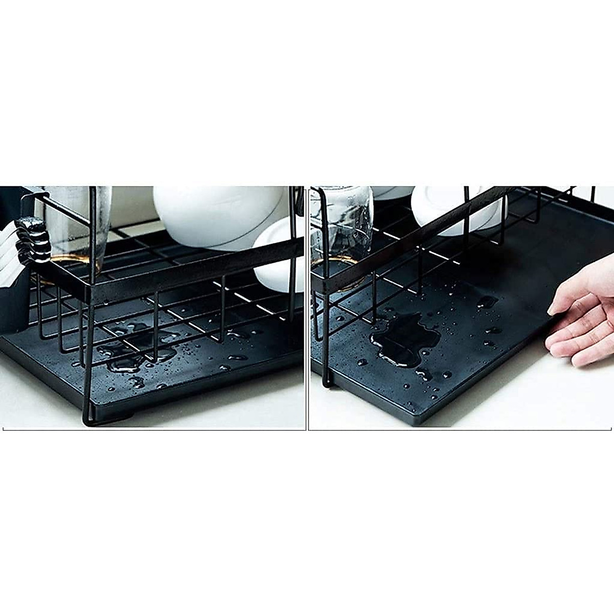 Plate Rack Draining Dish Rack 2-layer Drain Dish Rack Kitchen Dish Rack Drain Rack Household Dish Rack Sink Shelf Pan Plate Holder (Color : White-b)