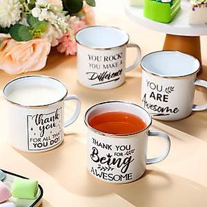 Tanlade 4 Pcs Thank You Mug Employee Appreciation Gifts 12 oz Enamel Coffee Mugs with Handle White Inspirational Cups Appreciation Gifts for Employee Coworkers Teacher Nurse Volunteer(Stylish)