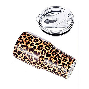 DYNAMIC SE 30oz Leopard Tumbler Double Wall Stainless Steel Vacuum Insulated Travel Mug with Splash-Proof Lid Metal Straw and Brush