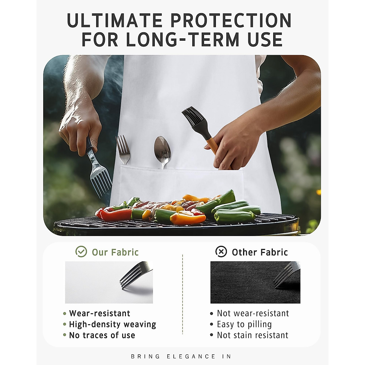 Syntus Chef Apron for Men Women Kitchen Cooking Apron with Pockets, Adjustable Bib Aprons Stain Resistant, 1 Pack White