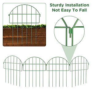 Dandat 10 Pack Decorative Garden Fence No Digging Fencing 17 x 13 Inch Animal Barrier Fence Rustproof Metal Wire Panel Border for Dog Rabbit Ground Stakes Defense and Outdoor Patio Yard, Arched, Green