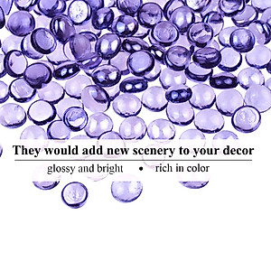 KINGOU Flat Glass Gems/Beads/Stones for Vase Filler, Table Scatter, Games - 1 Lbs (14-16mm, Approx. 5/8")