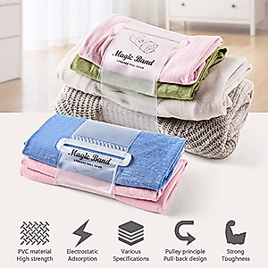 Closet Organizers Storage Belt Self-adhesive Durable PVC Clothes Stacking Organizer Strap for Folded Household Shirt T-shirts Pants Towels Bed Sheets Storage Roll Band Fold Up Organize (9)