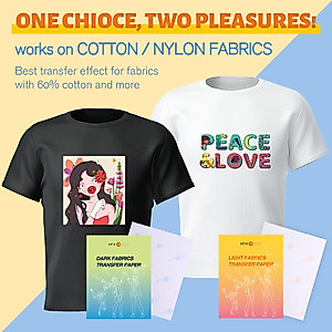 HTVRONT Heat Transfer Paper for T Shirts - 20 Pack Mixed Light & Dark Iron on Transfer Paper,8.5" x 11" Printable Heat Transfer Vinyl for Inkjet Printer, Durable & Easy to Use