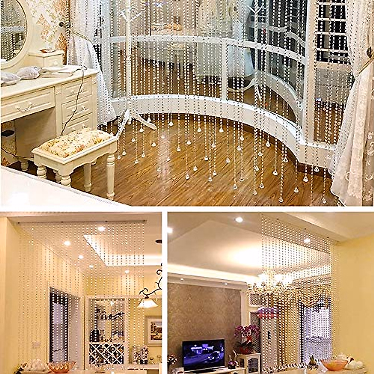 32.8Ft Crystal Beads Chain, Clear Crystal Garland Chandelier Octagon Beads Glass Crystal Chandelier Beads Lamp Chain, K9 Crystal, Not Acrylic, Not Plastic