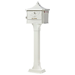 Gibraltar Mailboxes Hamilton Large Capacity Cast Aluminum White, Post-Mount Mailbox, HM200W00