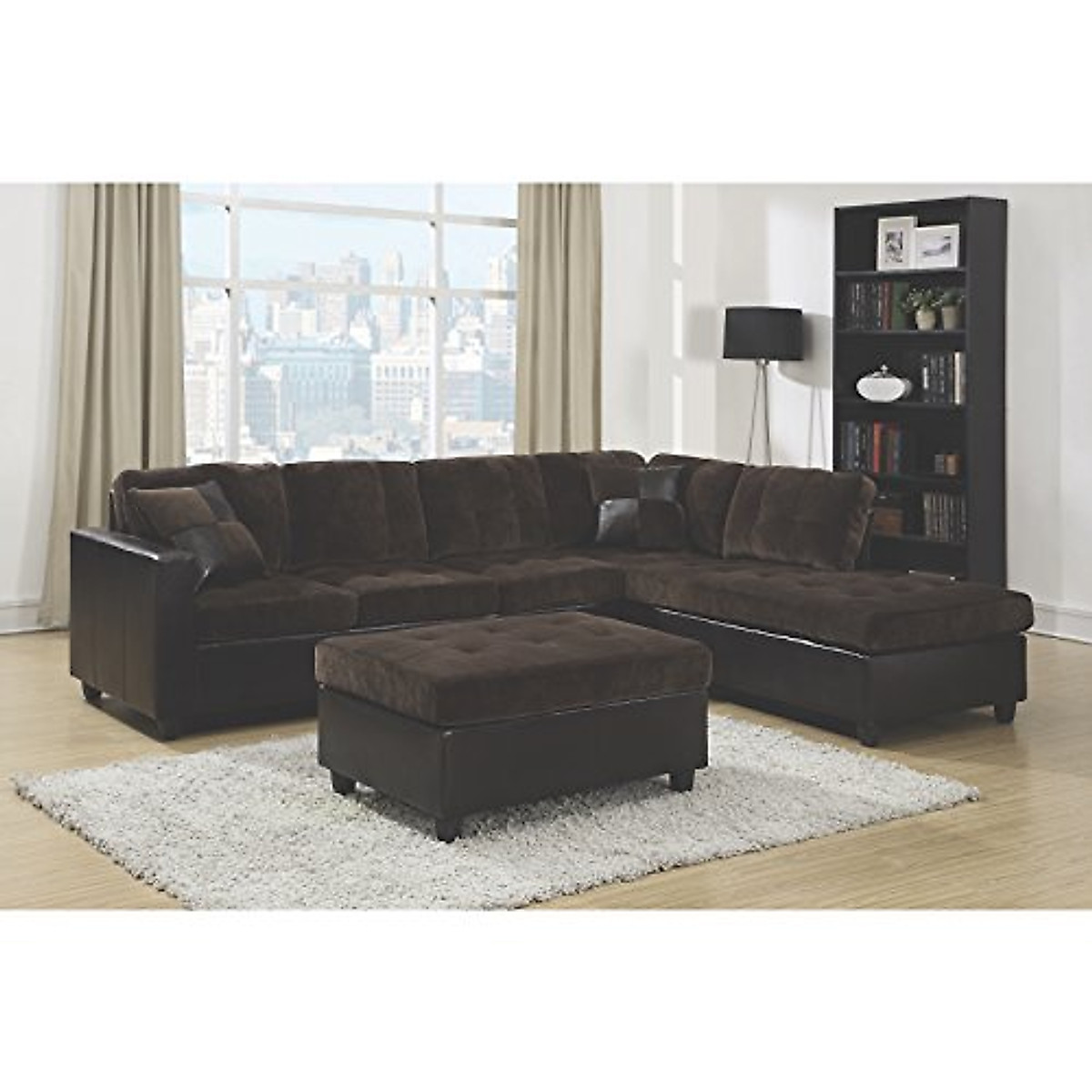 Coaster Home Furnishings Mallory Tufted Upholstered Sectional Dark Chocolate