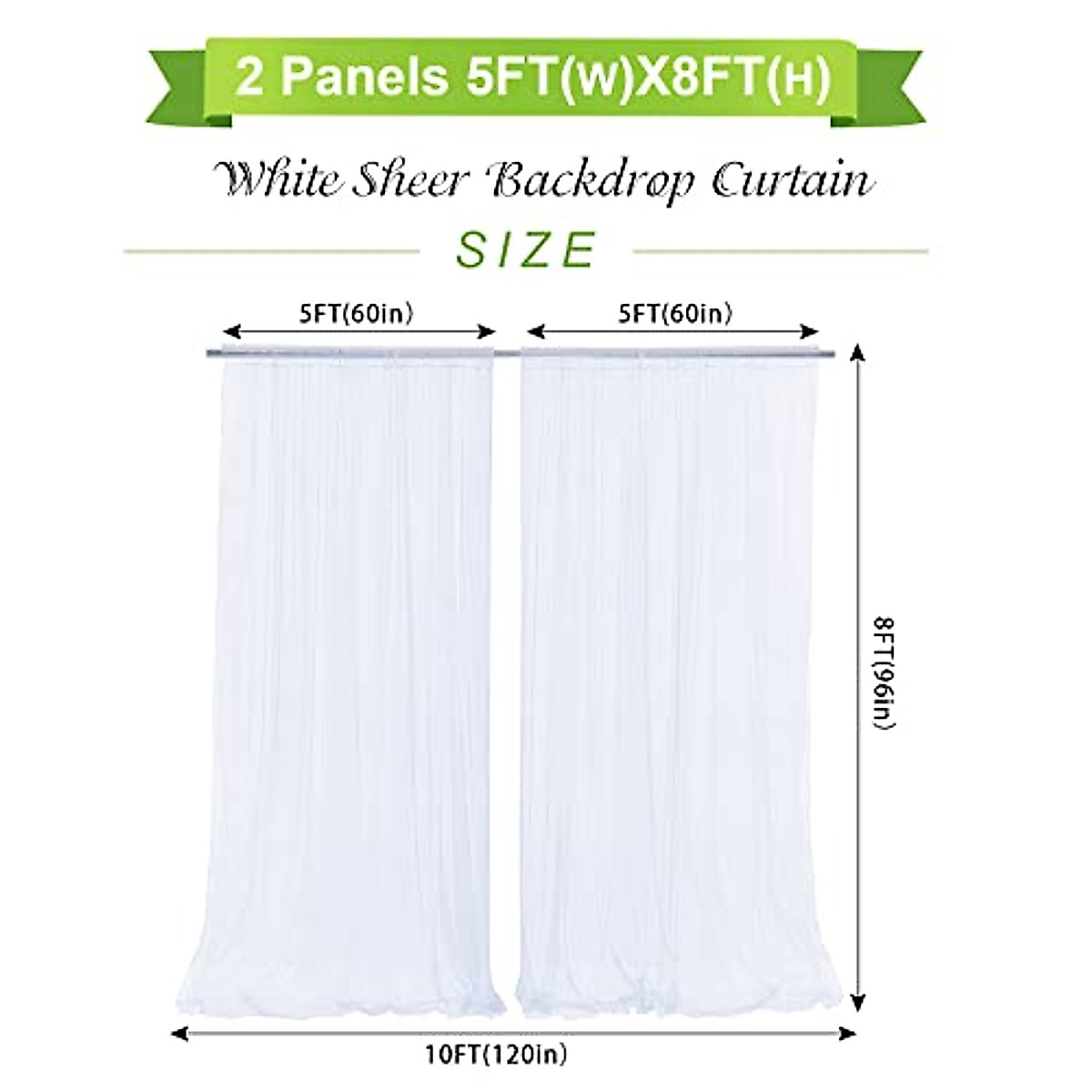 Tulle Backdrop Curtain for Parties 10ftx8ft Champagne Sheer Backdrop Curtain for Wedding Birthday 2Panles 5ftx8ft