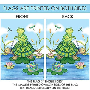 Toland Home Garden 1110873 Pond Pals Frog Flag 12x18 Inch Double Sided Frog Garden Flag for Outdoor House Turtle Flag Yard Decoration