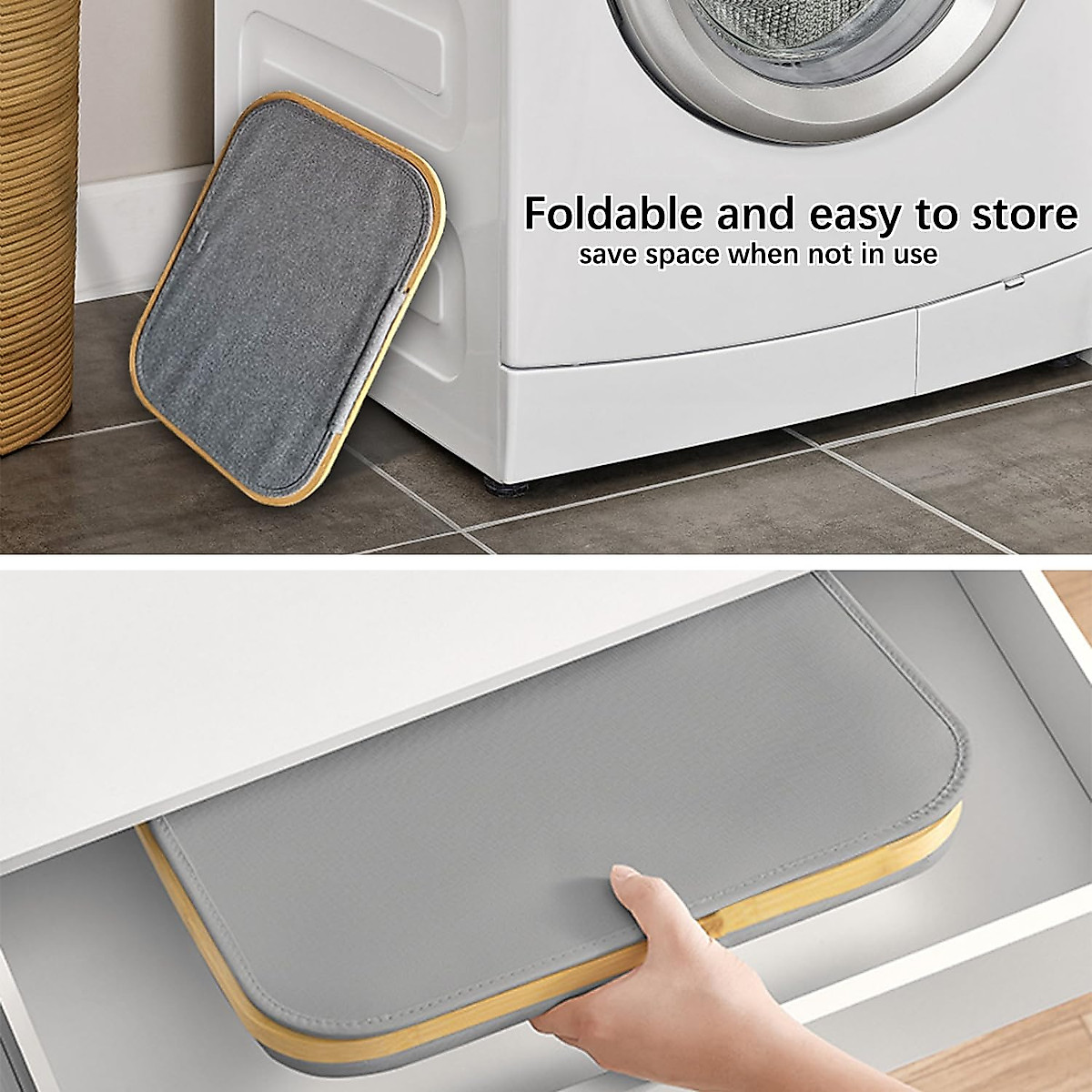 Ulbemoll Laundry Hamper with Lid, 26 Gal(100L) Grey Laundry Basket With Bamboo Handles Slim Foldable, Removable Mesh Liner Large Wash Baskets Laundry Bin Dirty Clothes Basket for Bedroom, Bathroom