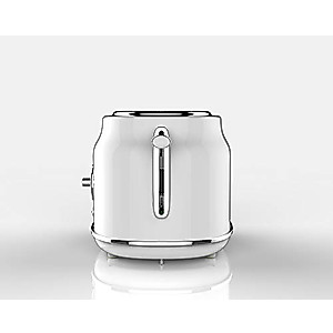 Frigidaire ETO102-WHITE, 2 Slice Toaster, Retro Style, Wide Slot for Bread, English Muffins, Croissants, and Bagels, 5 Adjustable Toast Settings, Cancel and Defrost, 900w, White