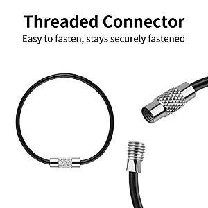 Cuttte 14PCS Key Ring Keychain - 4.7 Inches Stainless Steel Wire Key Rings for Key Chain Rings, 2mm Coated Keychain Cable Threaded Heavy Duty Luggage Tag Loops Dog Tag Ring for Collar