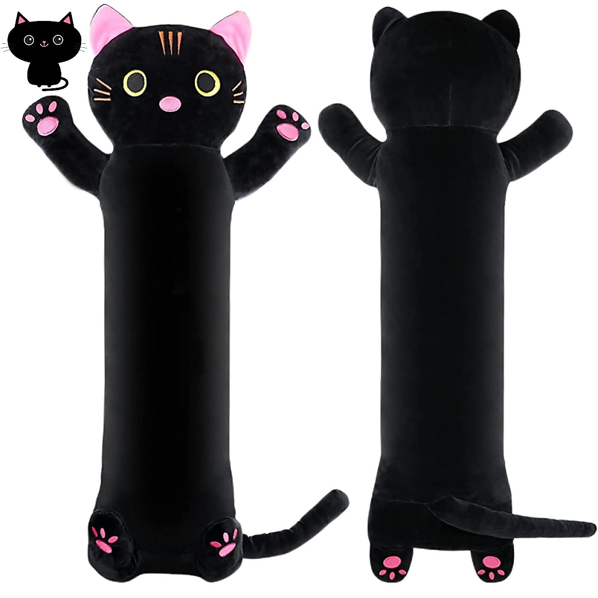 Long Cat Plush Body Pillow, 43'' Long Cat Stuffed Animals Cute Soft Plushies Kawaii Kitten Plush Pillow Doll Toy Cute Plushies Gifts for Kids Girlfriend Birthday