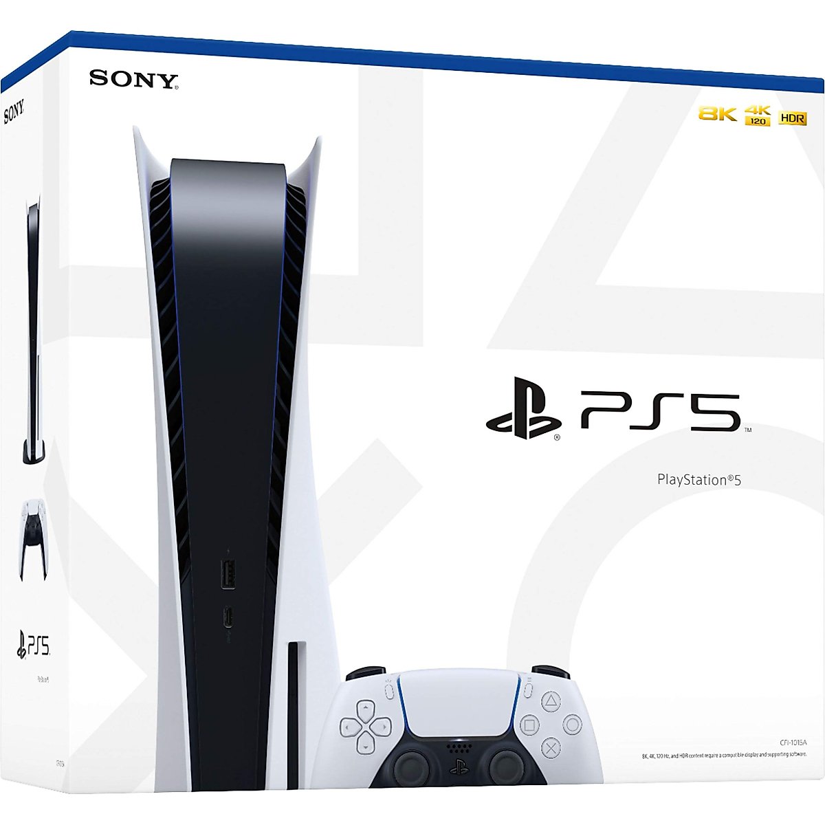 Playstation 5 Disc Version PS5 Console - Additional Controller, 4K-TV Gaming, 16GB GDDR6 RAM, 8K Output, WiFi 6. Ultra-High Speed 825GB SSD - U Deal (Renewed)