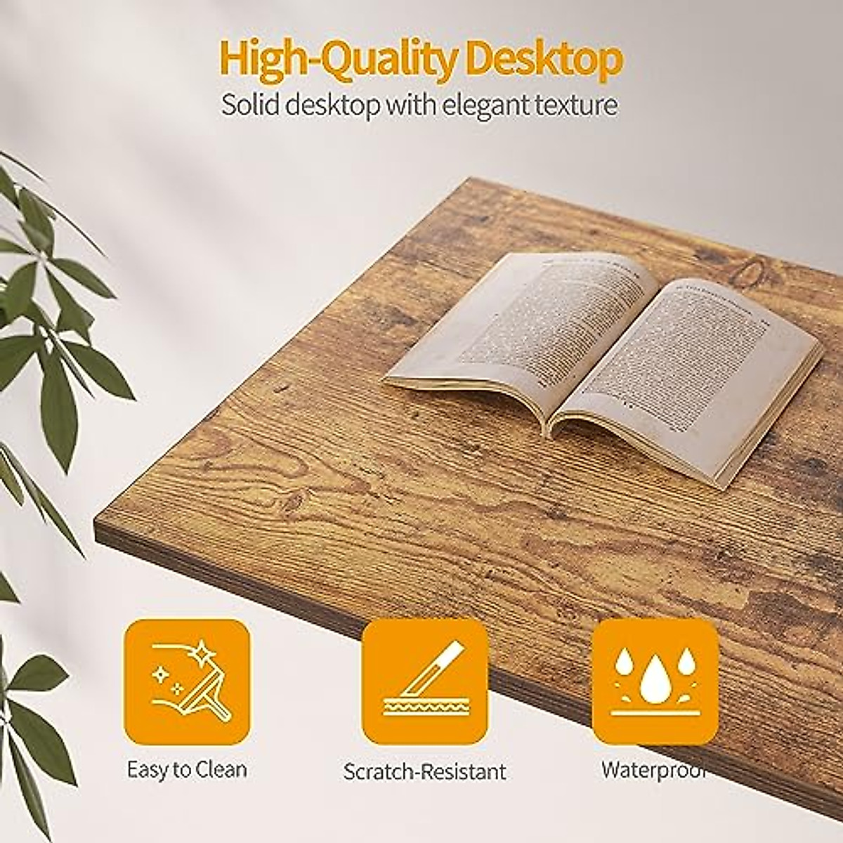 CubiCubi Computer Desk, 35 Inch Small Home Office Desk with Drawer Storage Shelves for Small Space, Writing Study Desk, Rustic Brown