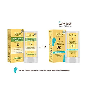 Babo Botanicals Super Shield SPF 50 Stick Sunscreen - 70% Organic Ingredients - Natural Zinc Oxide - For all ages - NSF & MADE SAFE Certified - EWG Verified - Water Resistant - Fragrance-Free
