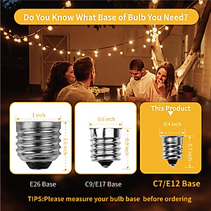 VISTERLITE ST38 LED String Light Bulbs, 1.5 Inches Shatterproof LED Replacement Bulbs for Outdoor String Lights, 1Watt Equvanlent to 7Watt Incandescant Bulbs, E12 Screw Base, Warm White, 25Pack