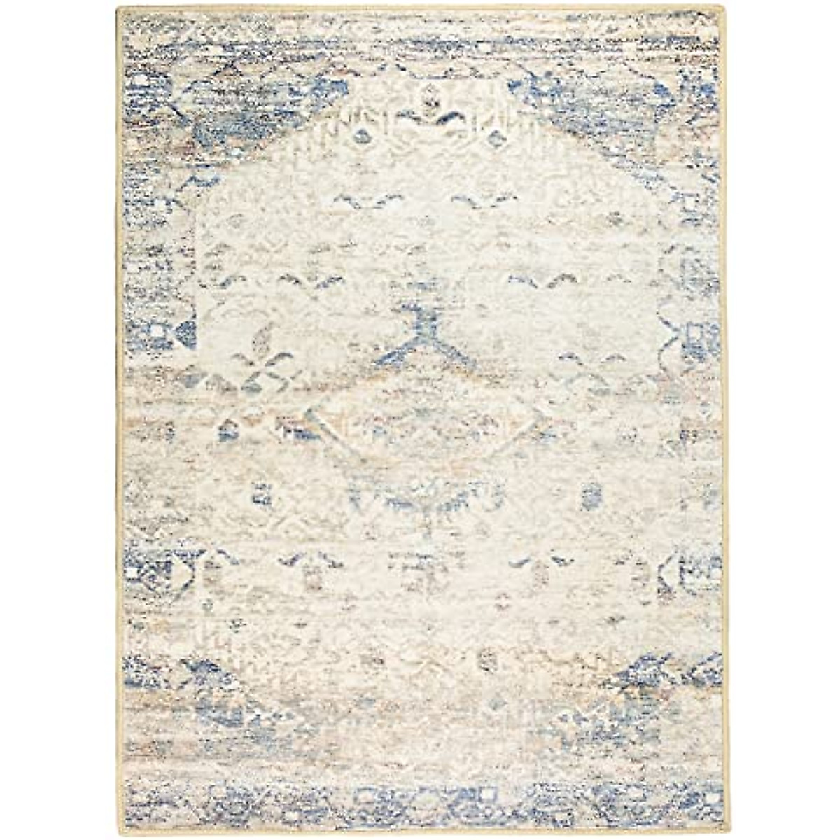 RORA Area Rug 2x3 Non-Slip Machine Washable Boho Vintage Distressed Neutral Small Entryway Rug Persian Throw Rug for Bedroom Kitchen Bathroom Low Profile