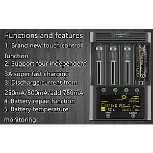 icover Universal Smart Battery Charger, LiitoKala lii-600 LCD Display 4 Slots Smart Charger Li-ion 3.7V NiMH 1.2V for Rechargeable Batteries 18650 26650 16340 14500 + Car Charger