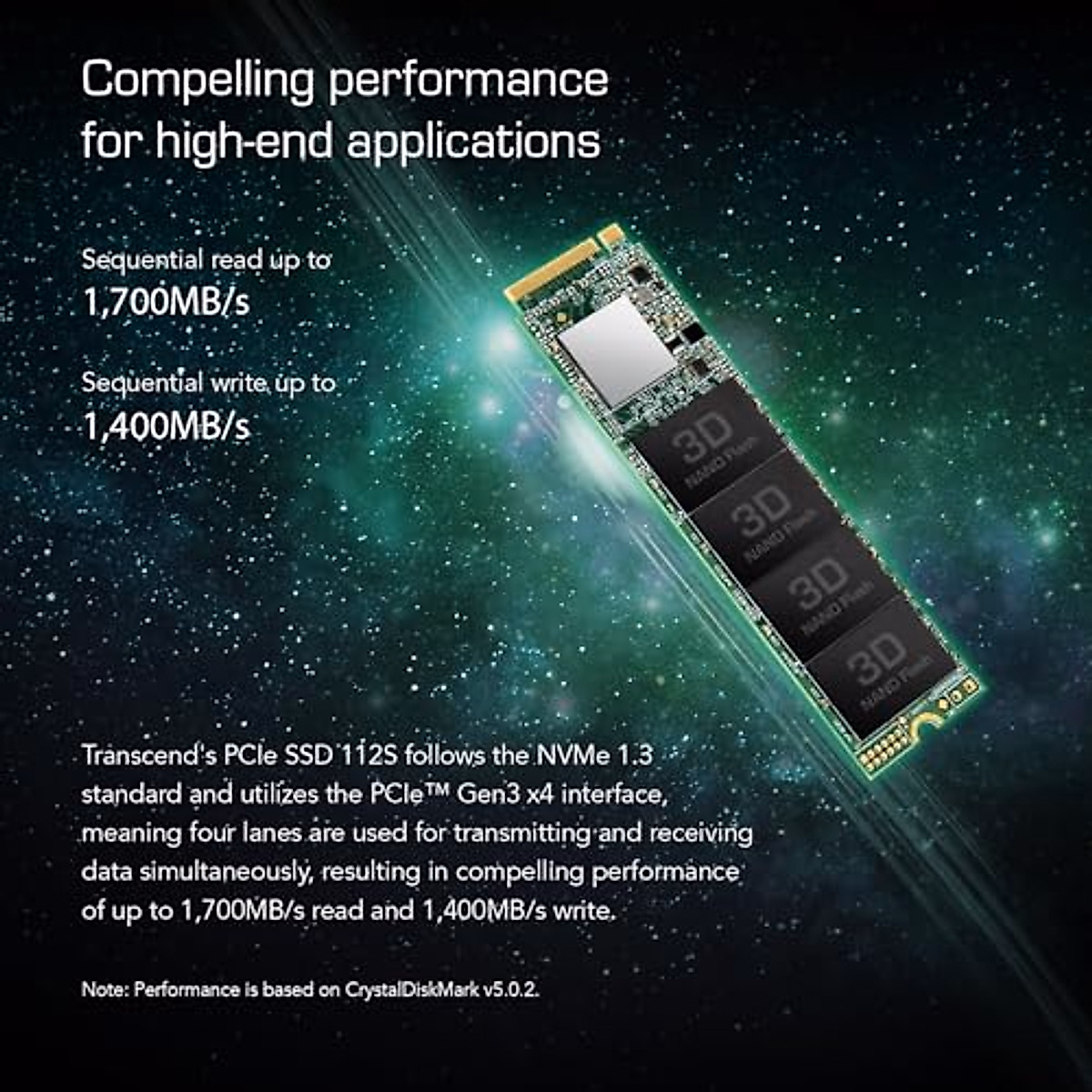 Transcend 1TB NVMe PCIe Gen3 x4 MTE112S M.2 SSD Solid State Drive TS1TMTE112S