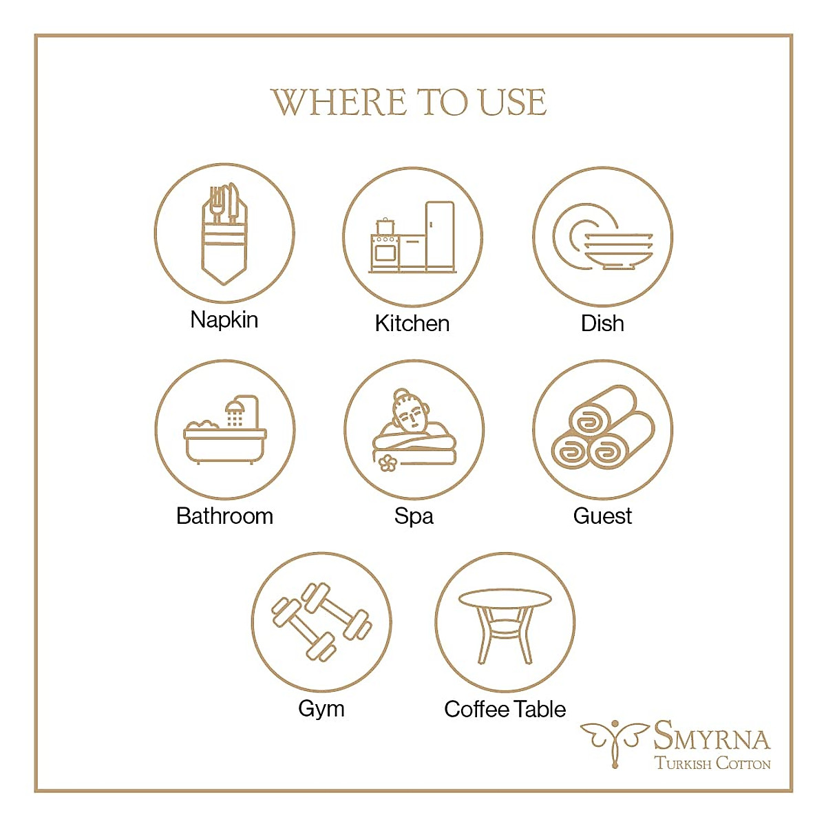 Smyrna Turkish Cotton Kitchen Dish Towels Pack of 6 | 100% Natural Cotton,12x12 Inches | Machine Washable Wash Cloths | Ultra Soft, Absorbent, Prewashed and Quick Dry Turkish Dish Towels (Beige 12x12)