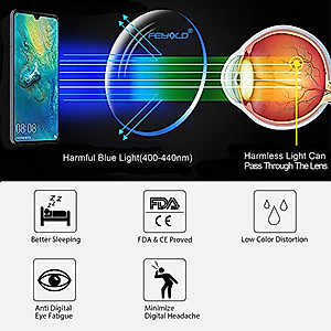 FEIYOLD Blue Light Blocking Glasses Women/Men,Retro Round Anti Eyestrain Computer Gaming Glasses(2Pack)