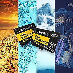 TEAMGROUP HIGH ENDURANCE 128GB Micro SDXC UHS-I U3 V30 4K 100MB/s(Designed for Monitoring) Stable Durable Long Lasting Flash Memory Card for Security Camera,4K&Full HD video recording THUSDX128GIV3002