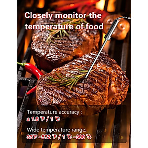 BFOUR Bluetooth Meat Thermometer Wireless Grill Thermometer with 3 Probes, Premium Digital Instant Read Meat Thermometer Food Thermometer Timer Alarm for Smoker, Grill, Oven, Kitchen, Cooking, BBQ