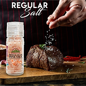 Himalayan Chef Pink Salt and Black Pepper Grinder Set – Refillable Glass Grinder, 5.3 Ounce, Non-GMO, Vegan & Kosher Certified, Perfect for Cooking and Seasoning